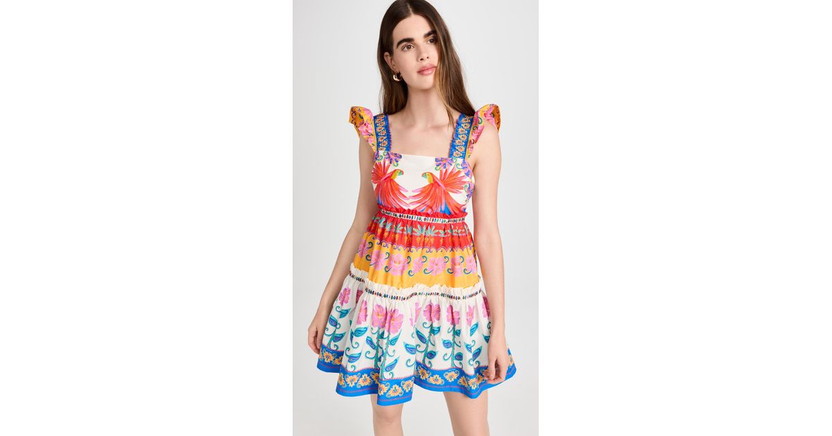 FARM Rio Vivid Garden Off White Mini Dress in Red | Lyst