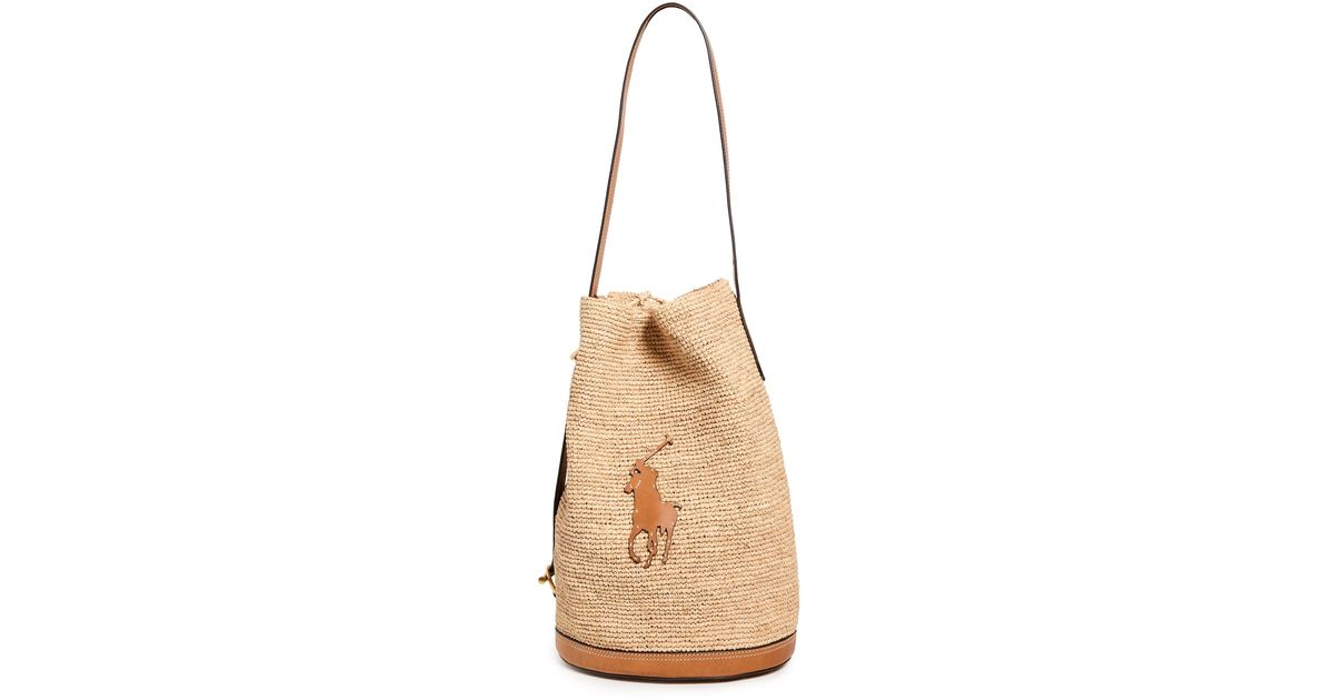 Polo Ralph Lauren Bucket Bag Medium in Natural | Lyst