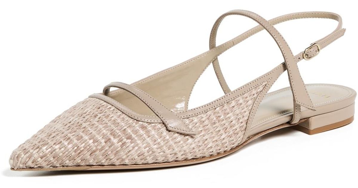 Alexandre Birman Tita Flat Raffia Flats in White | Lyst