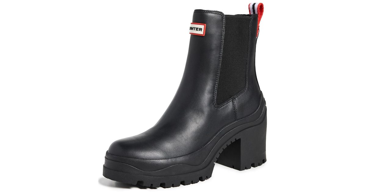 HUNTER Miana Heeled Boots in Black | Lyst