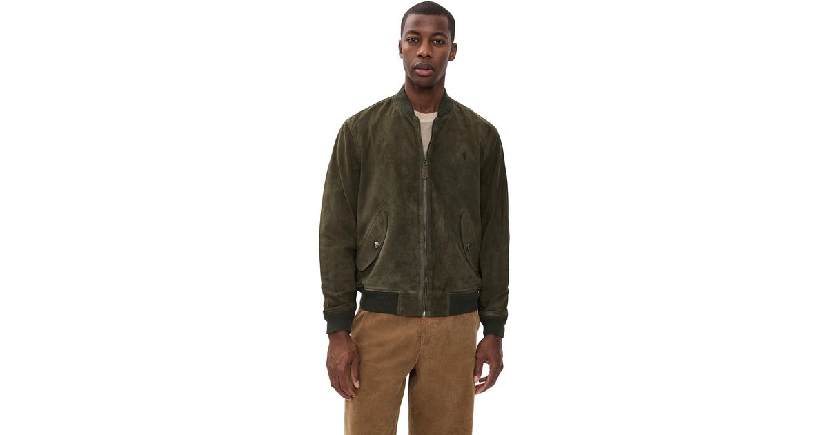 Polo Ralph Lauren Suede Flight Jacket for Men | Lyst