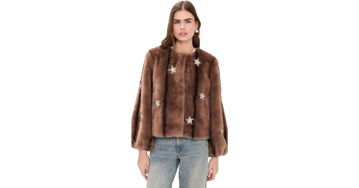 Cinq À Sept Mixed Star Faux Mink Benson Coat in Brown | Lyst
