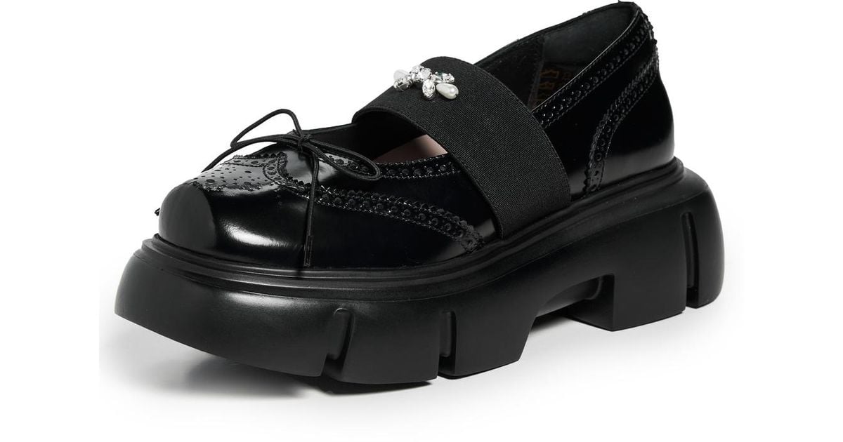 Simone Rocha Embellished Platform Ballet Brogues in Black | Lyst
