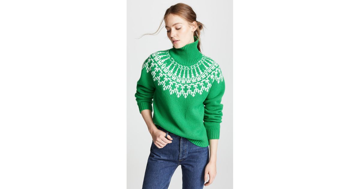 Tory Sport Merino Fair Isle Sweater in Green | Lyst