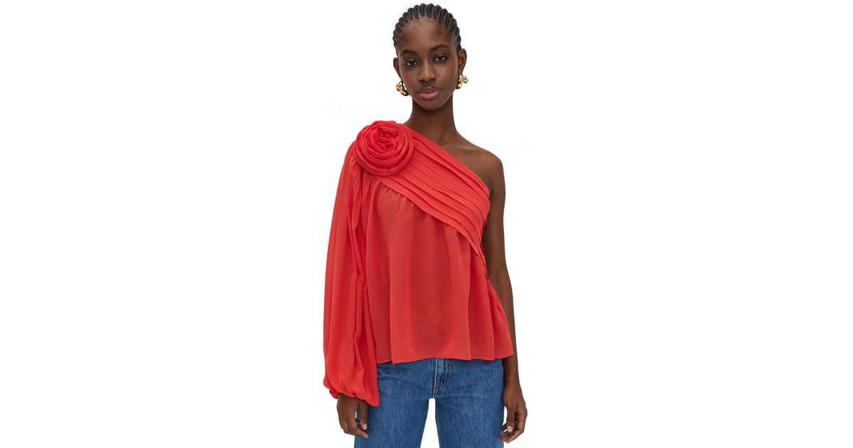 FARM Rio Rose One Shoulder Blouse in Red | Lyst