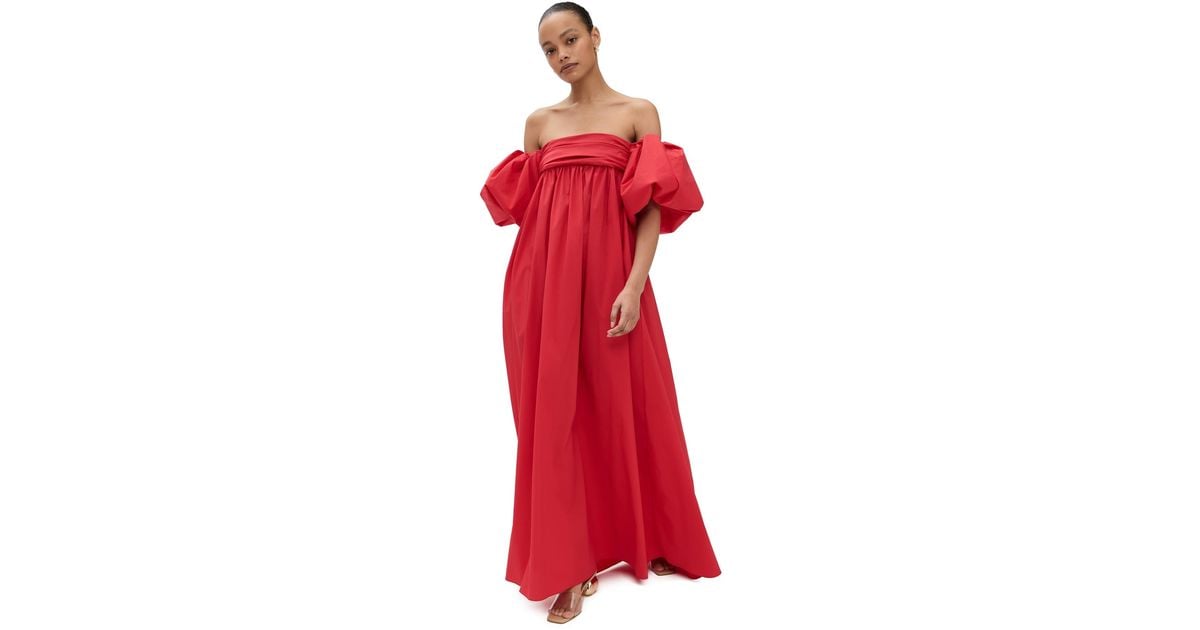 Caroline Constas Emilia Ruched Empire Maxi Dress in Red | Lyst