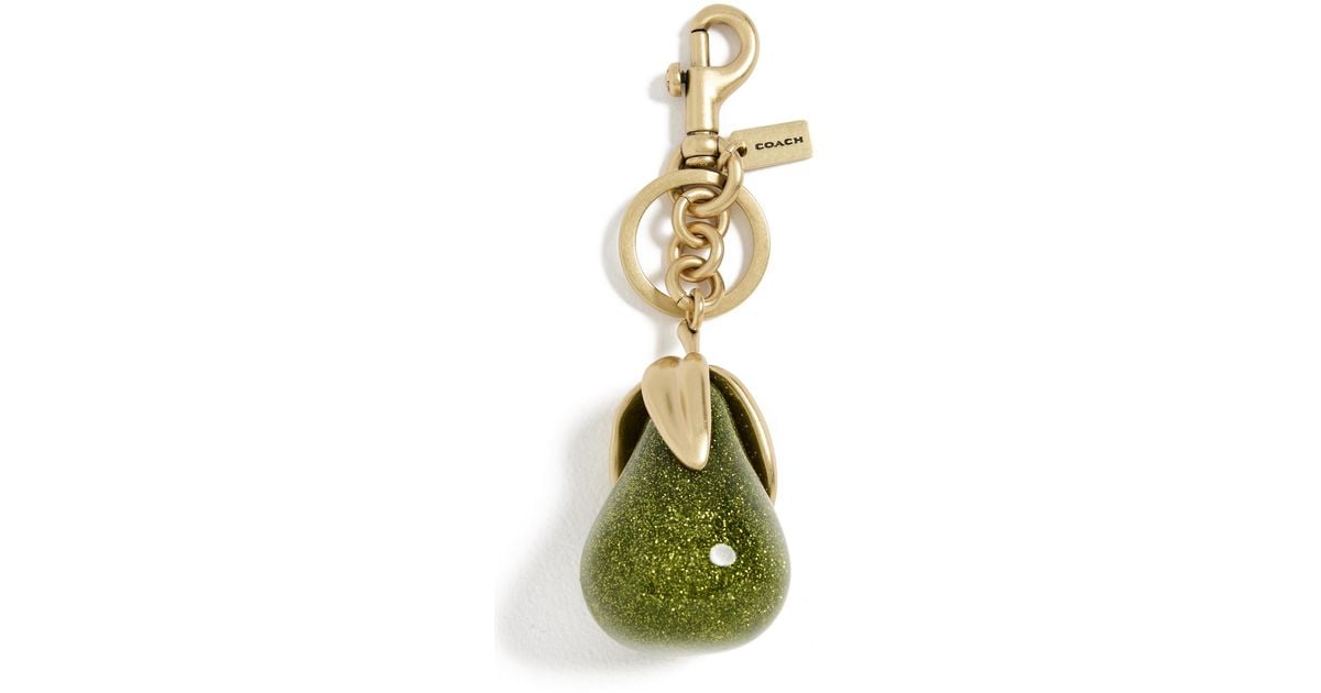 COACH Pear Charm Keychain in White | Lyst
