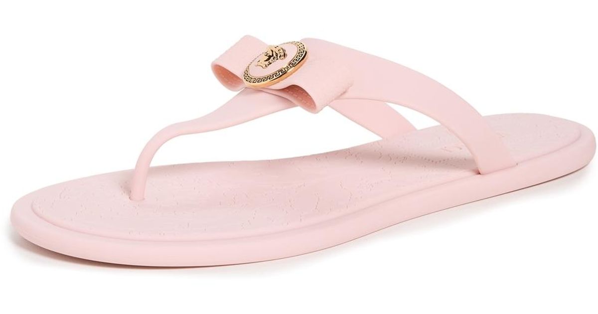 Versace Rubber Slides 1Pt2V-Dusty Rose/Oro in Black | Lyst