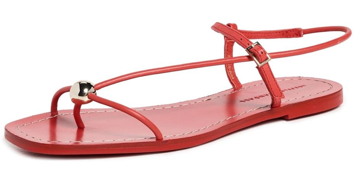 Loeffler Randall Lara Strappy Flat Sandals in Red | Lyst