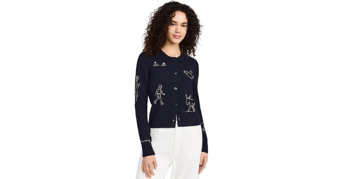 Sea Demi French Workwear Knit Cardigan in Blue | Lyst