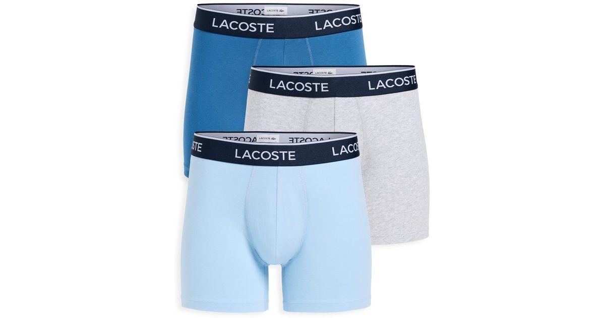 Lacoste Cotton Stretch Jersey Boxer Briefs 3 Pack in Blue for Men | Lyst