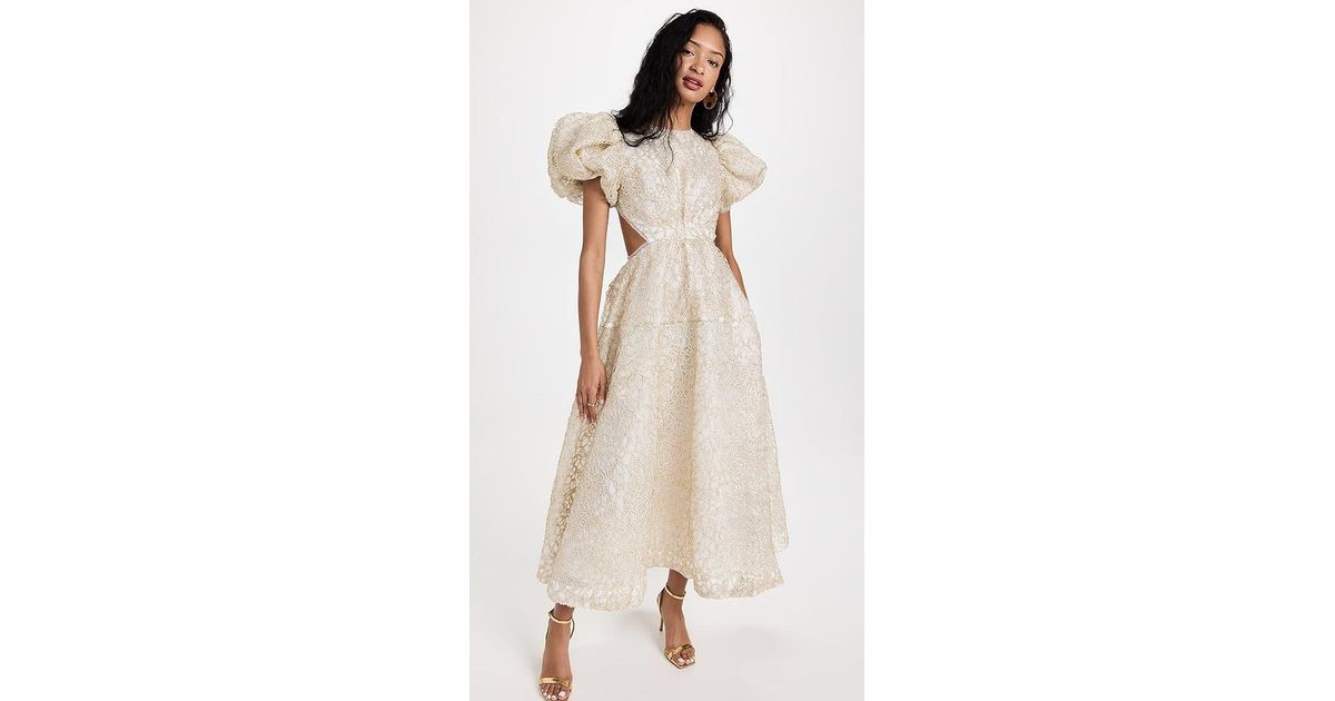Aje Patina Lace Midi Dress In Natural Lyst