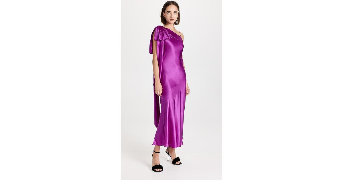 Rodarte One Shoulder Dress With Bow Detail in Purple | Lyst