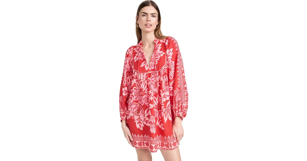 FARM Rio Flora Tapestry Mini Dress in Red | Lyst