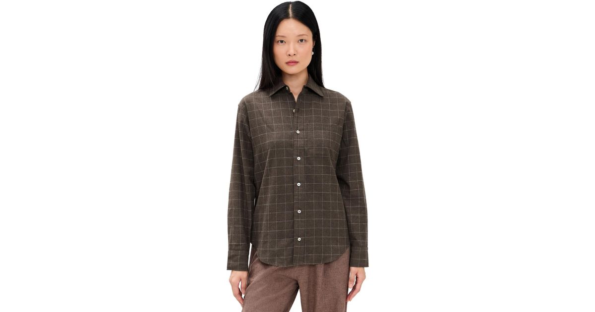 DONNI. The Flannel Elbow Patch Shirt in Brown | Lyst