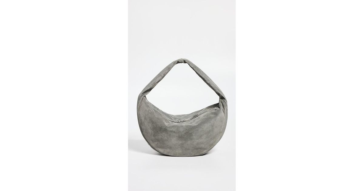 BY FAR Maxi Cush Cement Suede Leather Hobo Bag in Gray | Lyst