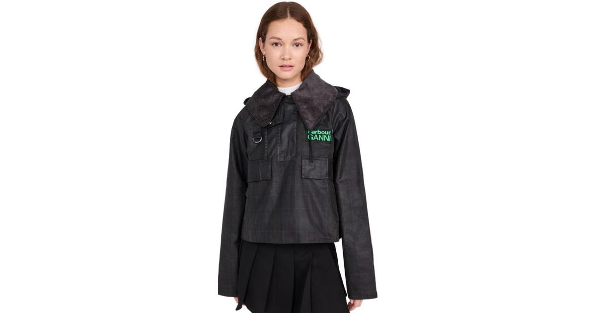 Barbour Ganni Wax Anorak Smock Jacket in Black | Lyst