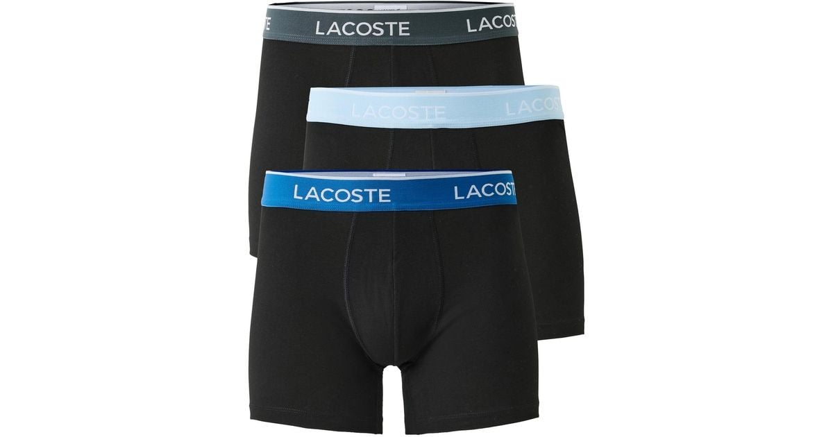 Lacoste Cotton Stretch Jersey Boxer Briefs 3 Pack in Black for Men | Lyst