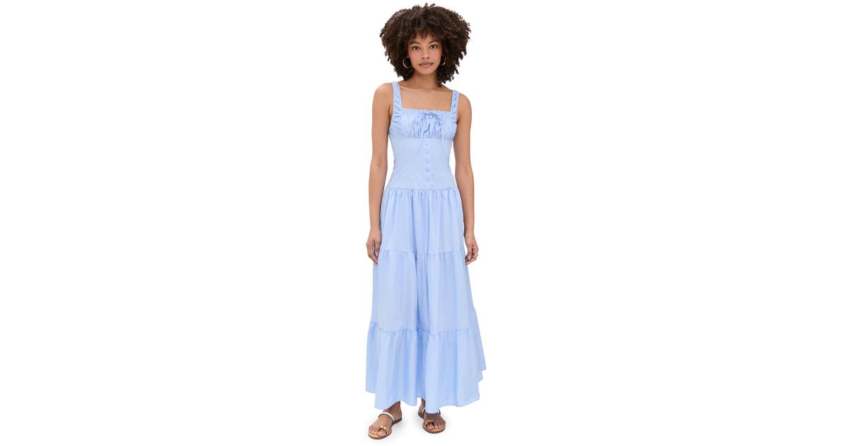 Moon River Sleeveless Corset Top Maxi Dress in Blue | Lyst