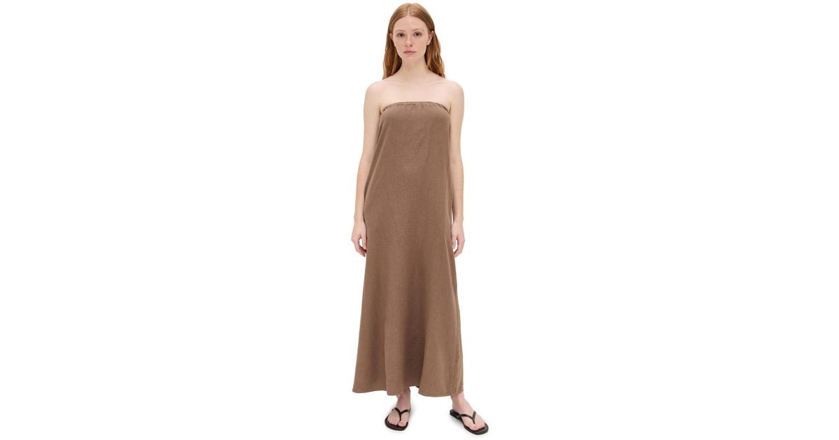 Stateside Linen Column Maxi Dress in Natural | Lyst
