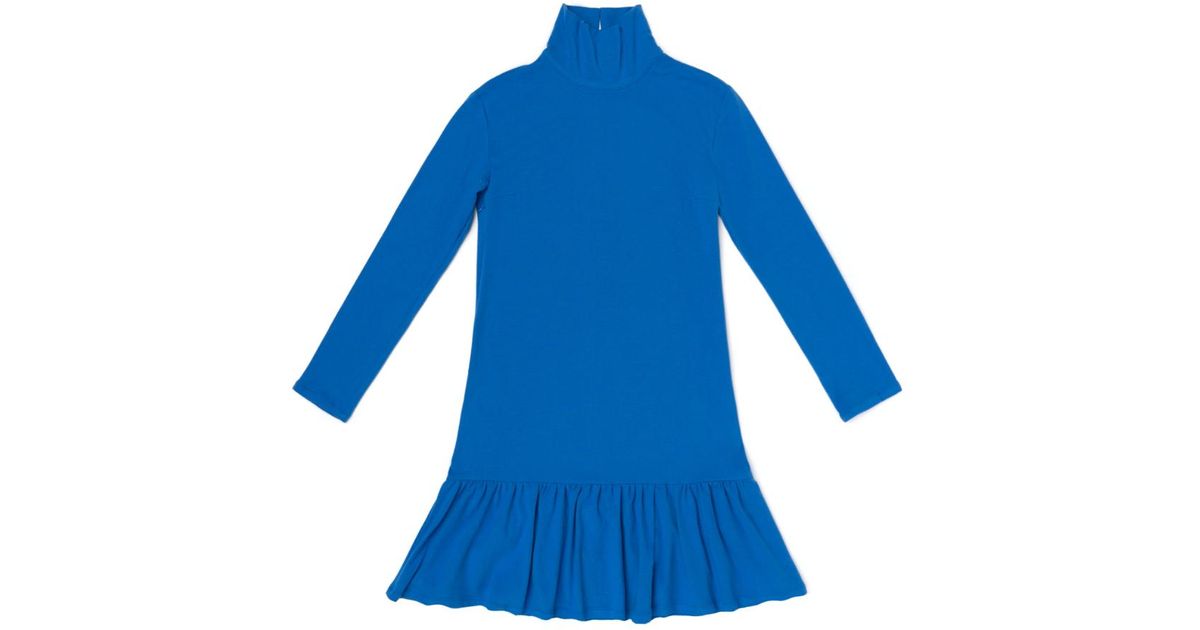 BURU White Label Side Zip Turtleneck Dress Mini in Blue | Lyst