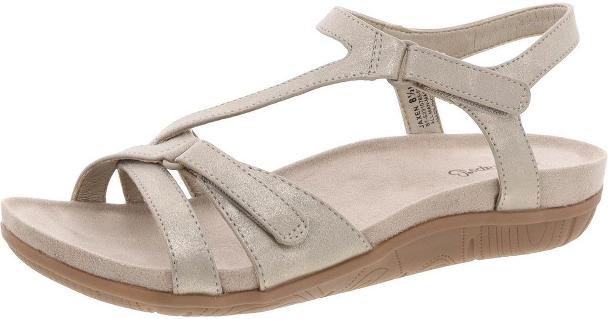 BareTraps Jaxen Padded Insole Casual Wedge Sandals in Metallic | Lyst