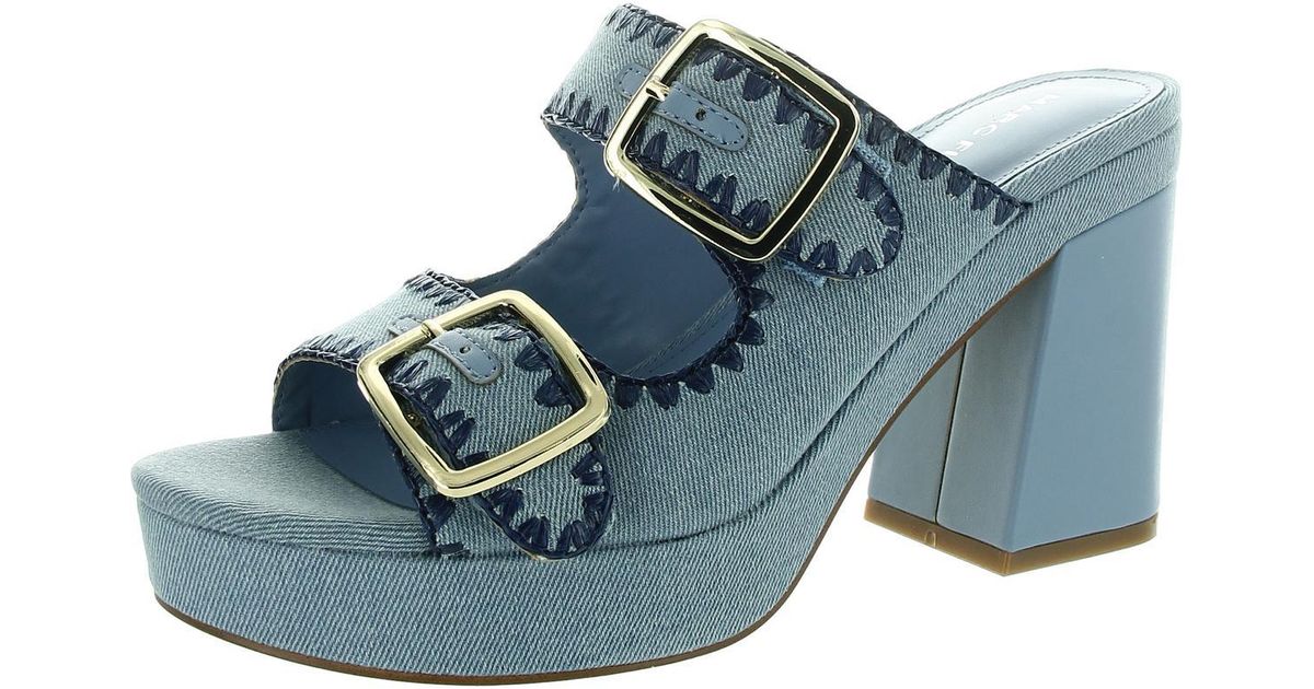 Marc Fisher Buckle Denim Block Heel in Blue | Lyst