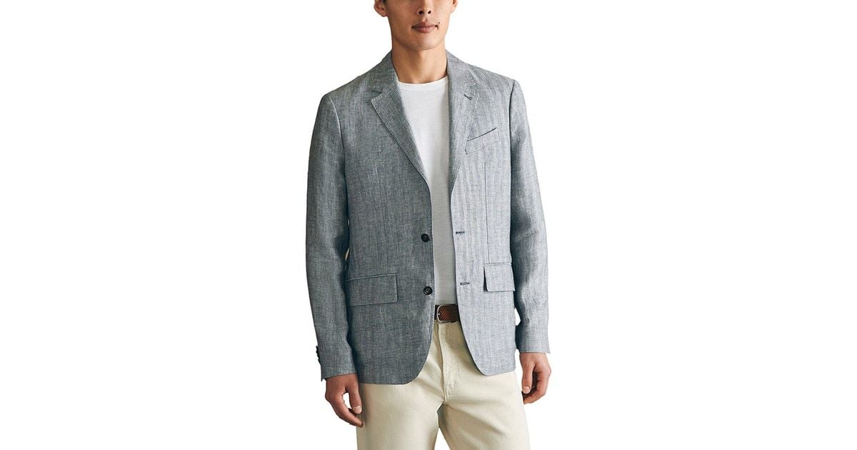 Faherty Reserve Linen-Blend Herringbone Blazer in Gray for Men | Lyst