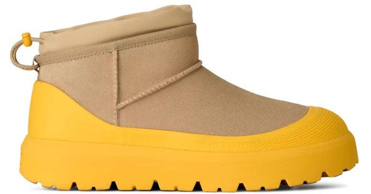 UGG Low-Cut Leather Boots With Textured Sole in Yellow for Men | Lyst