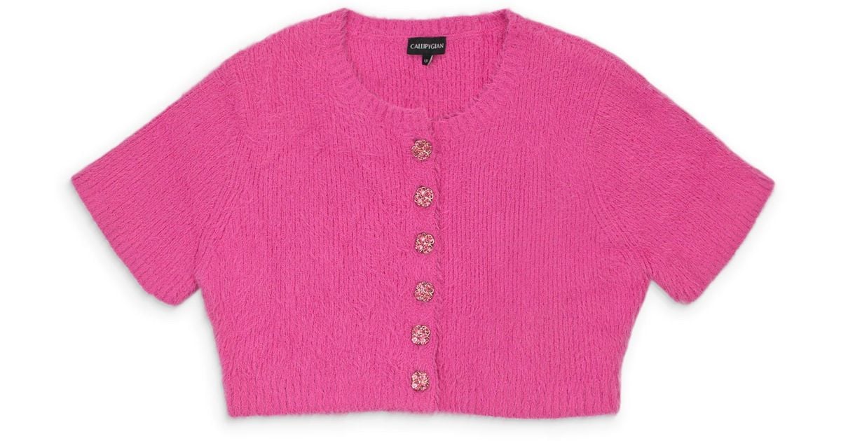 CALLIPYGIAN Ss Furry Fuchsia Cardigan in Pink | Lyst