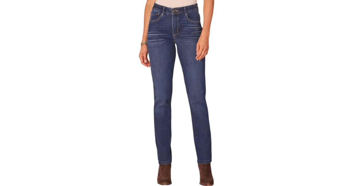 Democracy High Rise Denim Straight Leg Jeans in Blue | Lyst