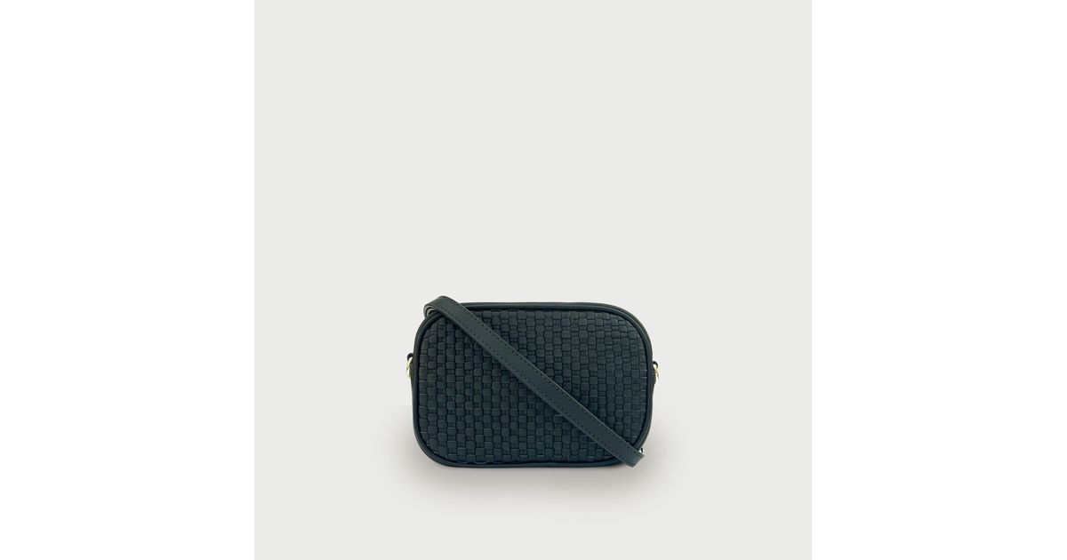 Apatchy London The Penelope Gold Woven Leather Camera Bag in Blue | Lyst