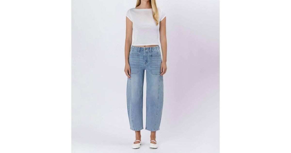 Flying Monkey Super High Rise Barrel Jeans in Blue | Lyst