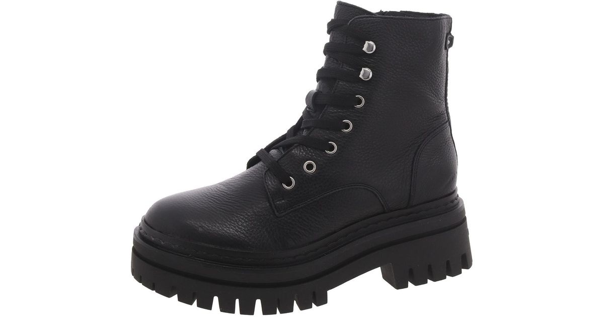 Sam Edelman Kyler Zipper Leather Combat & Lace-Up Boots in Black | Lyst
