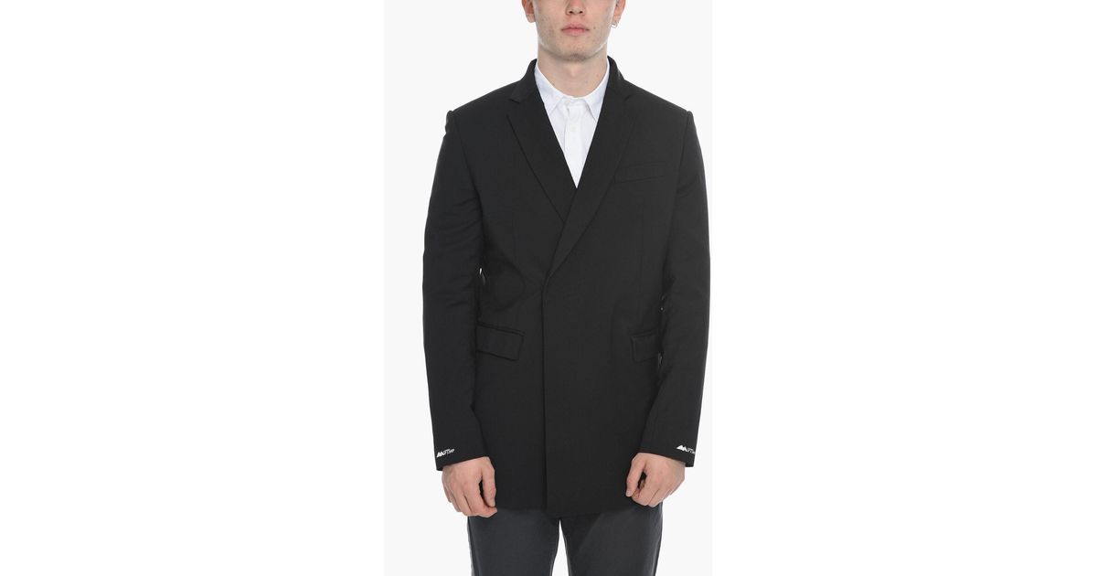 Msftsrep Wool Blend Flap Pockets Double Breast Jacket in Black for Men ...