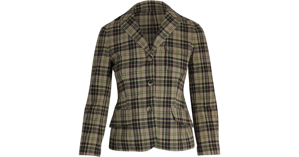 Theory Plaid Print Blazer in Green | Lyst