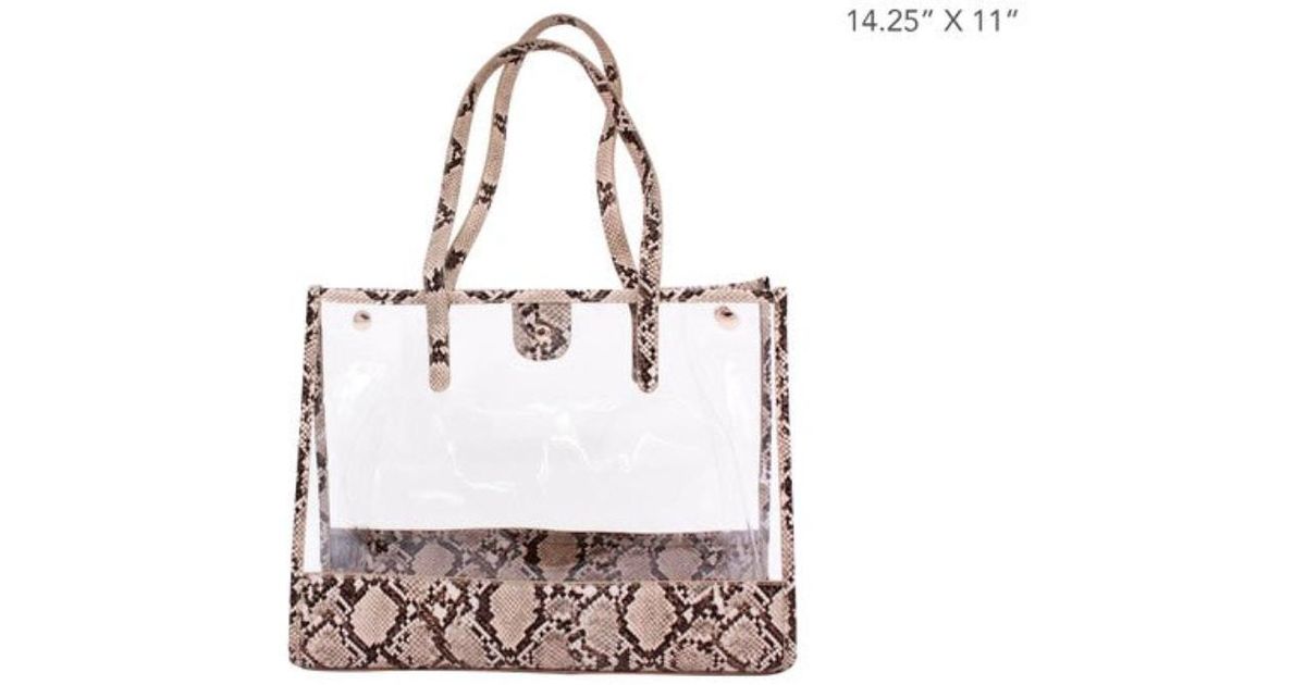 Fashnzfab Clear Pvc Snake Trim Tote Bag in White | Lyst