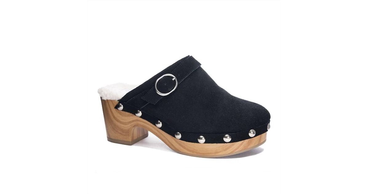 Chinese Laundry Carlie Split Suede Leather Clogs in Blue | Lyst