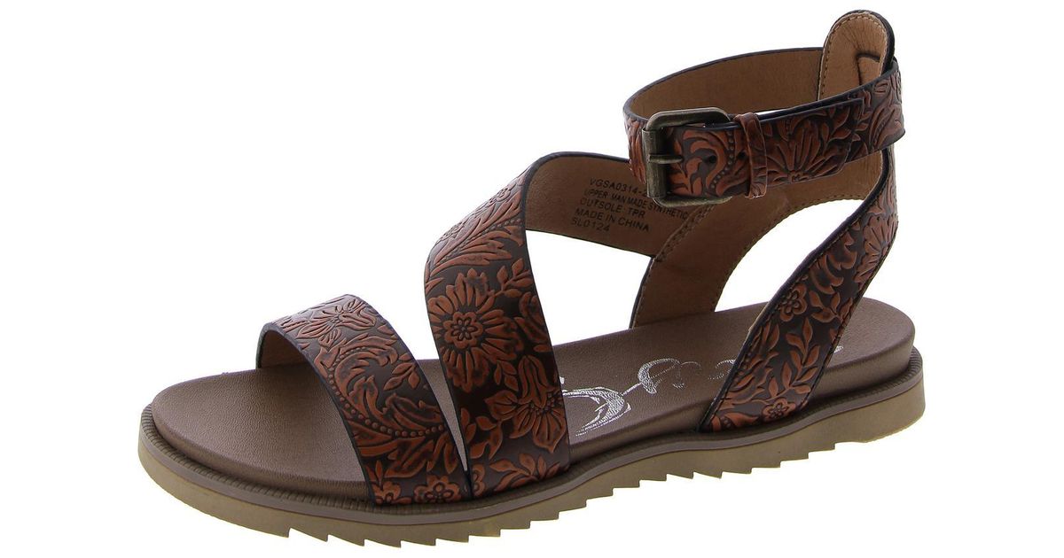 Very G Belinda Floral Print Made Ankle Strap in Brown | Lyst