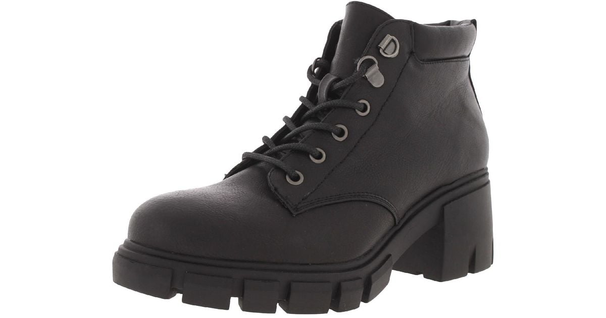 Dirty Laundry Faux Leather Lug Sole Combat & Lace-Up Boots in Black | Lyst