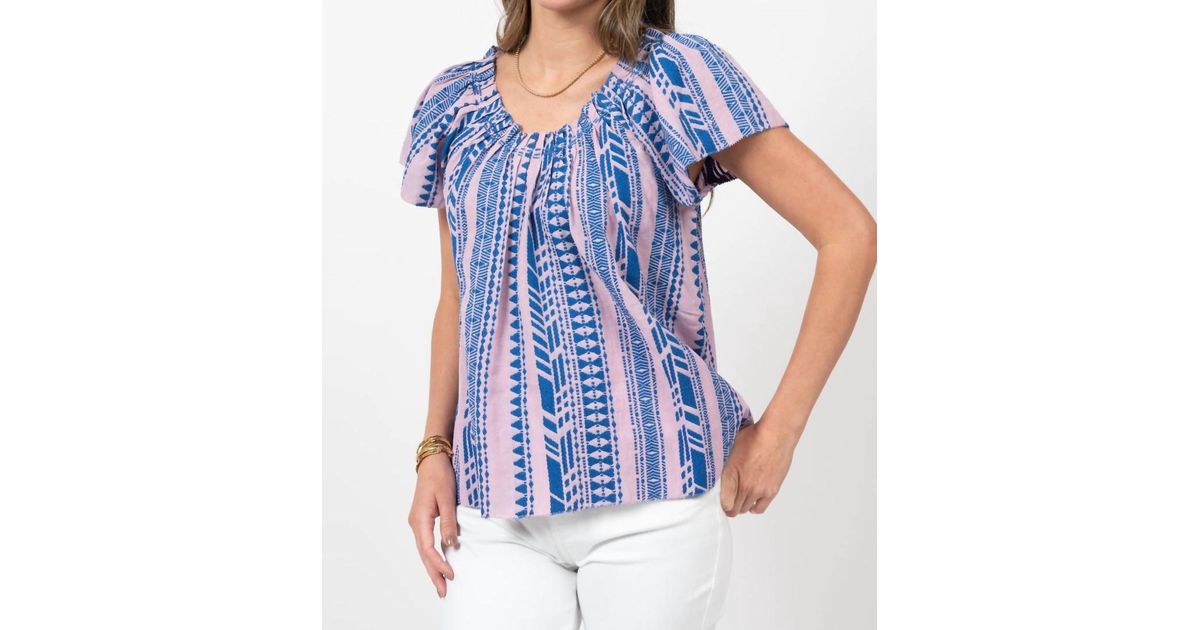 Ivy Jane Woven Stitch Neck Top in Blue | Lyst