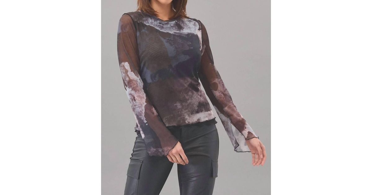 Lola & Sophie Full Moon Mesh Top in Gray | Lyst