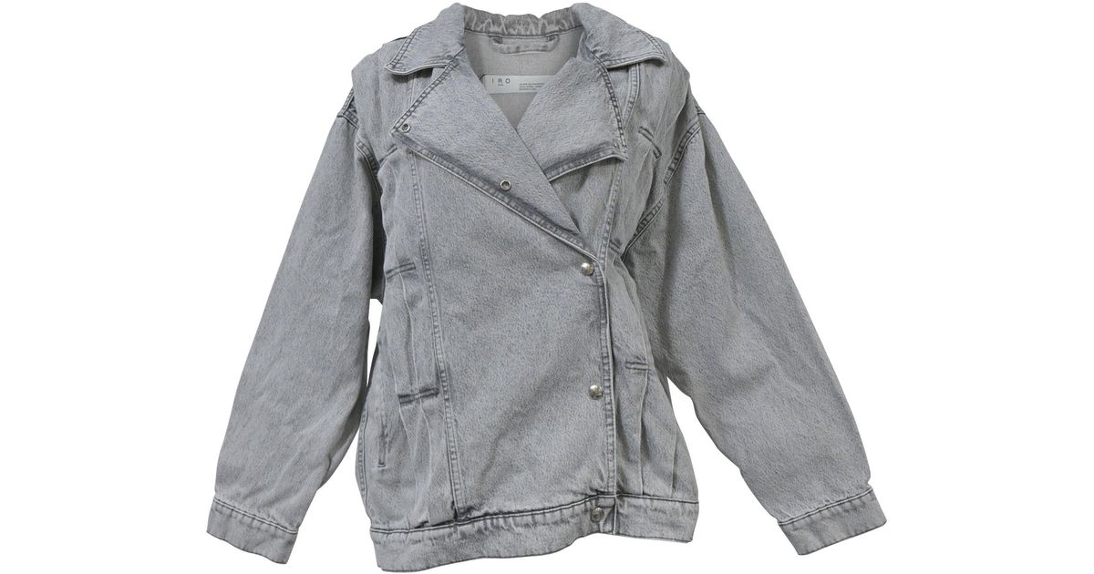 IRO Noumi Oversized Denim Moto Jacket in Gray | Lyst