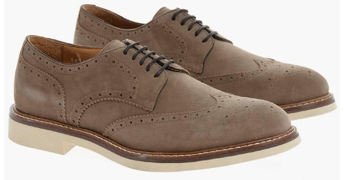 Corneliani Suede Borgue Derby Shoes With Rubber Sole in Brown for Men ...
