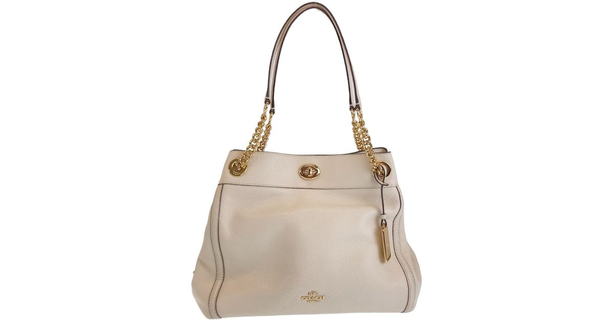 COACH Leather Tote Bag Hardware in Natural | Lyst