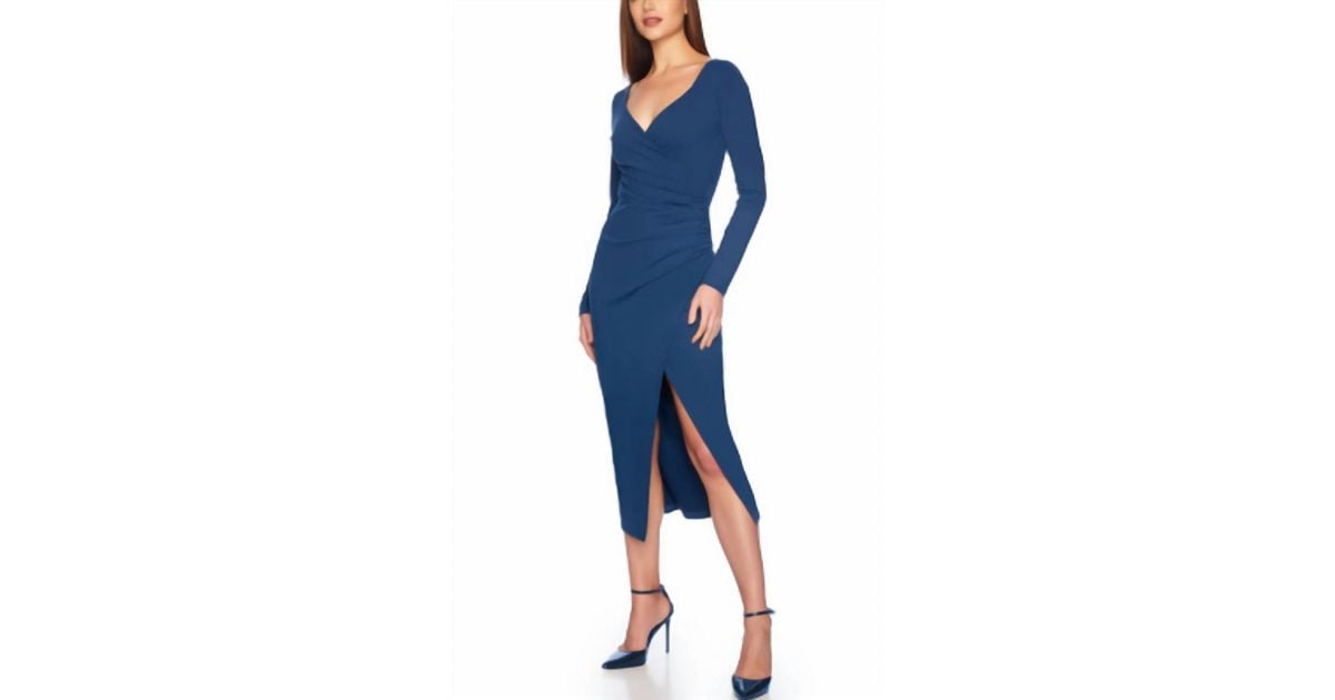 Susana Monaco Wrap Midi Dress in Blue | Lyst