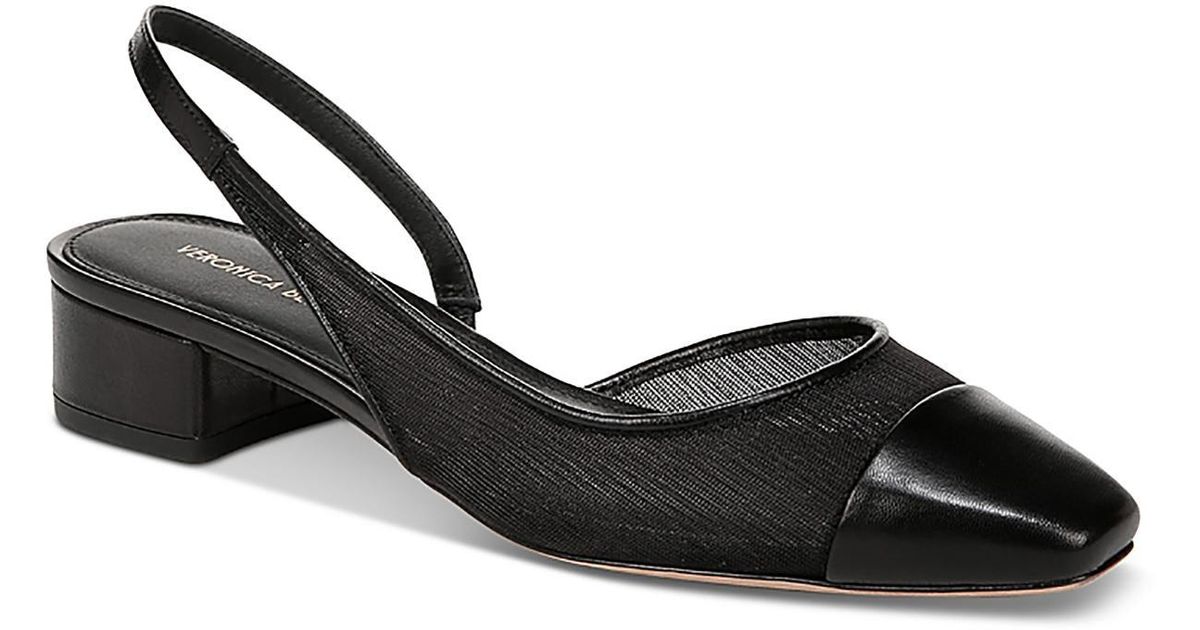 Veronica Beard Cecile Sling Mesh Block Heel Slingbacks in Black | Lyst
