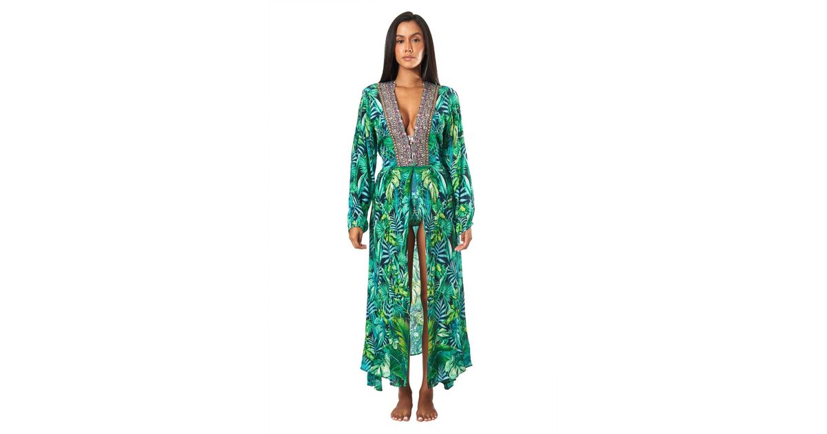 La Moda Clothing Petra Wrap 2 Way Sleeve Maxi Dress in Green | Lyst