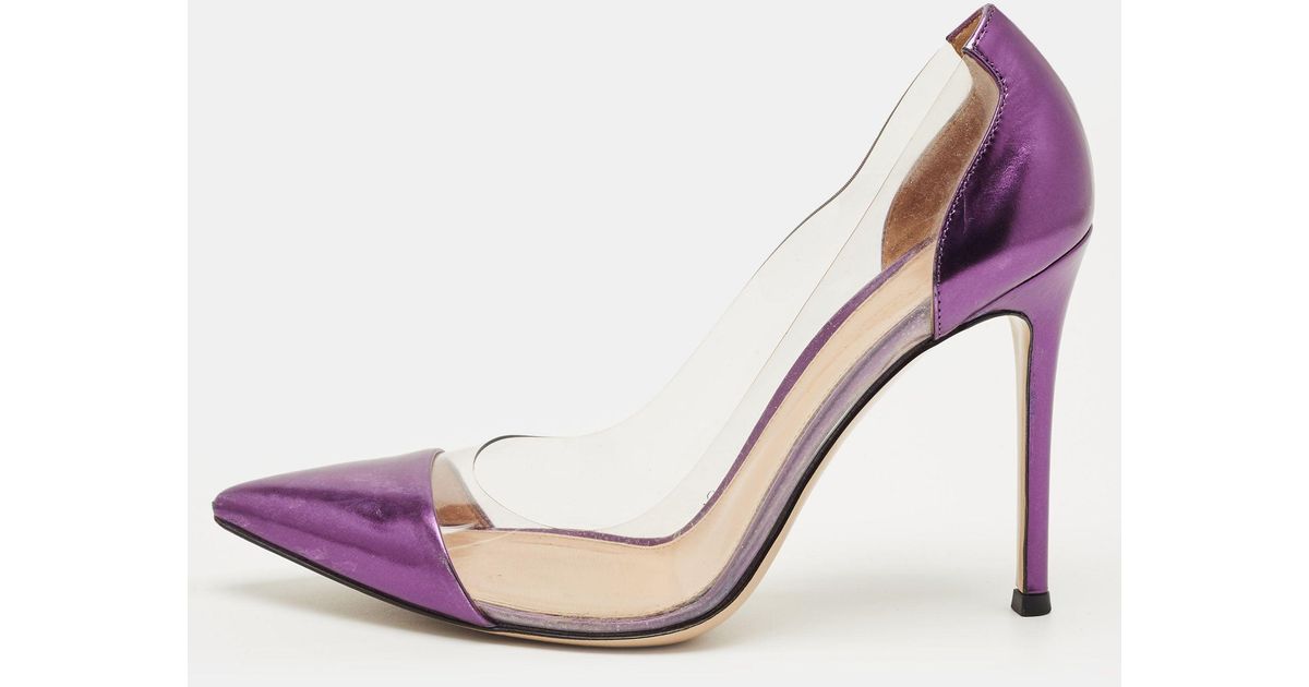 Gianvito Rossi Metallic /Transparent Patent Leather And Pvc Plexi Pumps ...