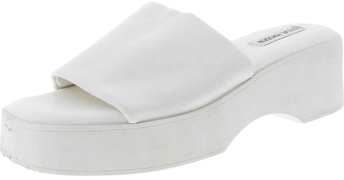 Steve Madden Rare Padded Insole Faux Leather Platform Sandals in White ...